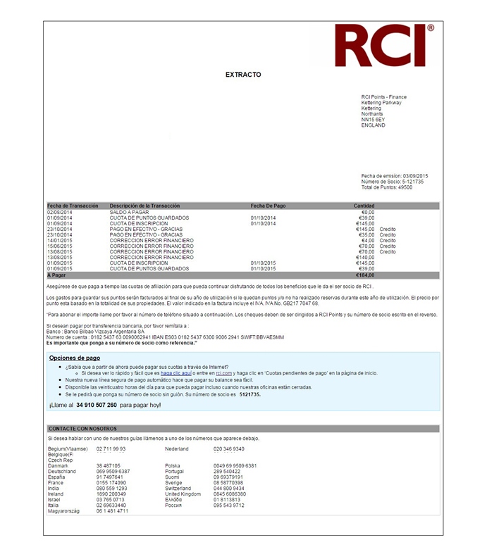 Explicación sobre mi extracto anual | RCI Ayuda | RCI.com
