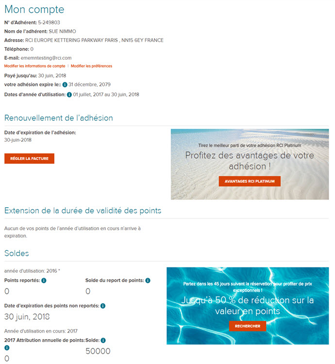 Présentation de votre compte en ligne | RCI Aide | RCI.com