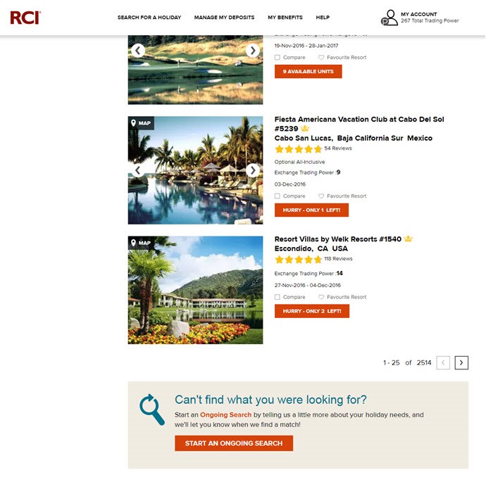 How to set up an Ongoing Search | RCI Help | RCI.com
